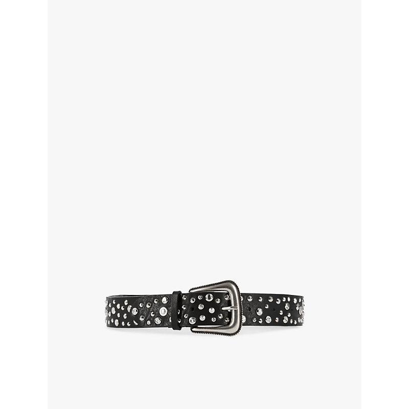 The Kooples Stud-Embellished Leather Belt - Black | Editorialist