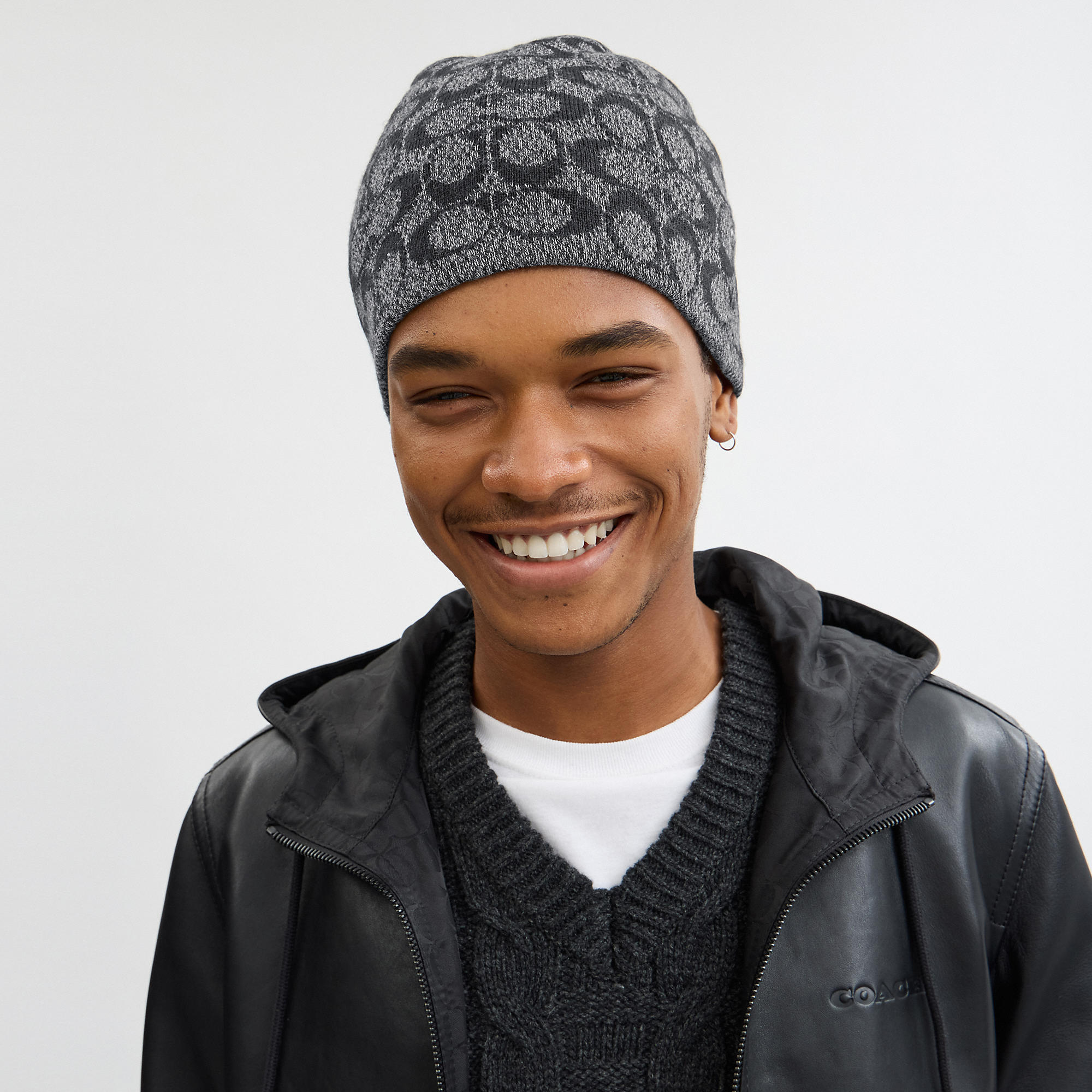 Coach Reversible Signature Beanie In Steam - 30% Off 