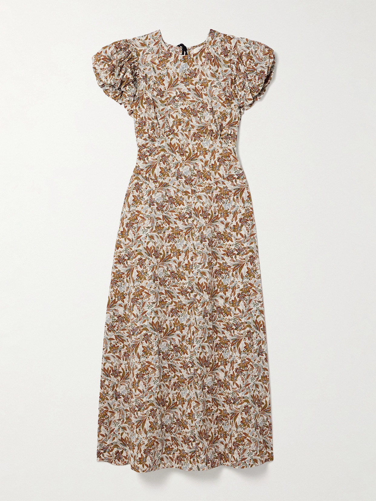 DEn Rhodia Floral-Print Midi Dress - Brown | Editorialist DEn Rhodia Floral-Print Midi Dress - Brown | Editorialist