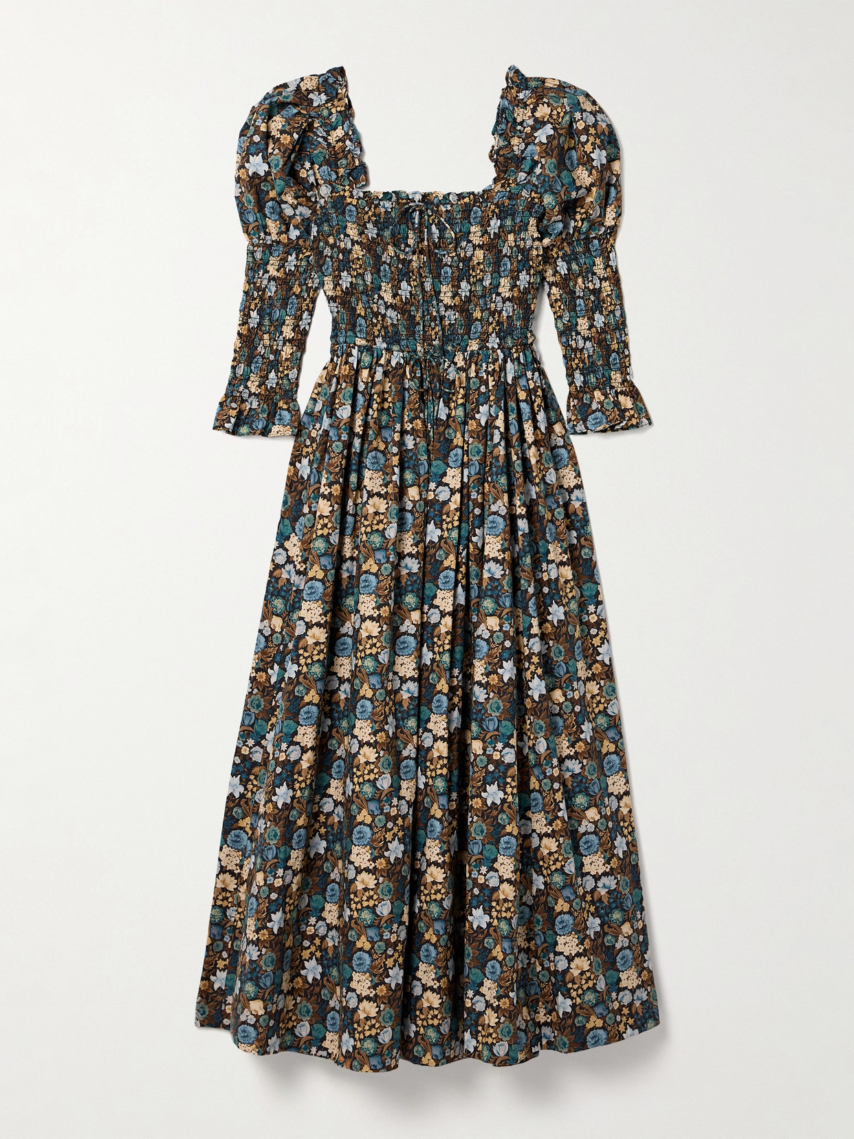 DôEn Bijou Shirred Floral-Print Midi Dress - Multi - 30% Off