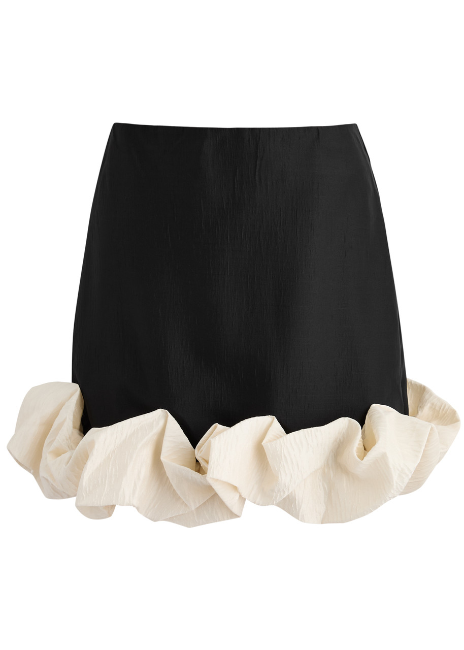 Sister Jane Avante Ruffled Taffeta Mini Skirt In Black - 40