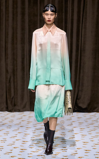 JIL SANDER Ombré Satin Midi Skirt