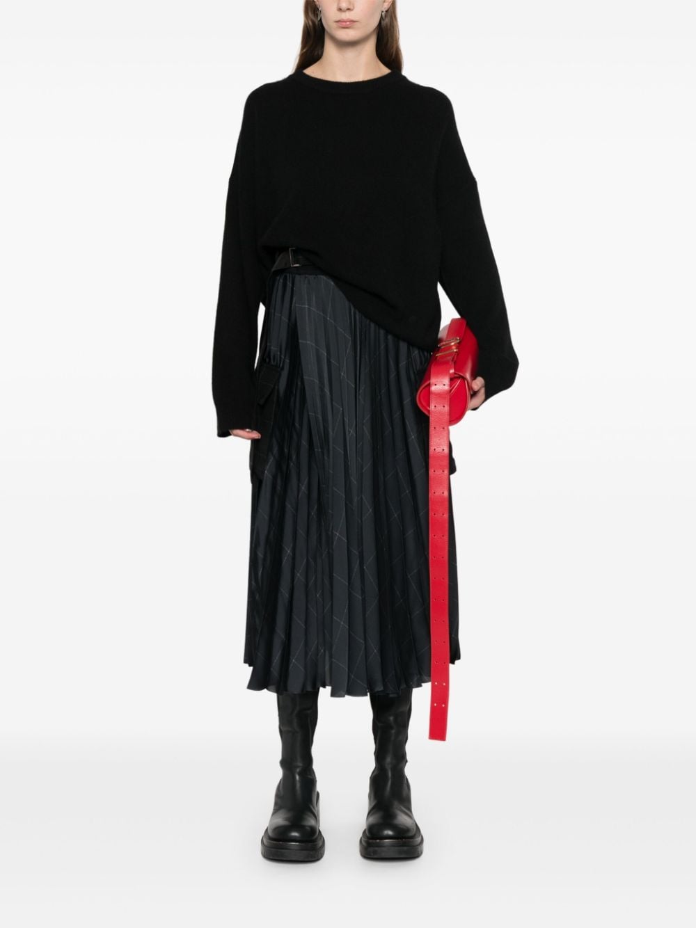SACAI sacai Windowpane-Print Maxi Skirt