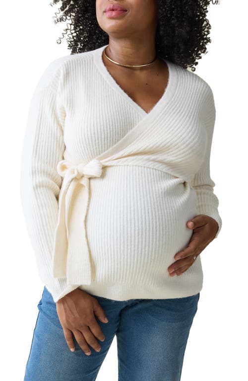 Ingrid Isabel® Rib Maternity/Nursing Wrap Sweater Cream