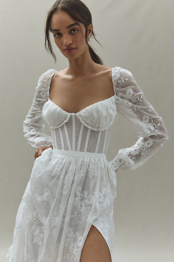 v chapman carmella long sleeve ruffled chiffon maxi dress V. Long-Sleeve In White - 30% Off Corset gown Color:Jakaranda Breaking Down Bridesmaid Dress lavender maxi dress