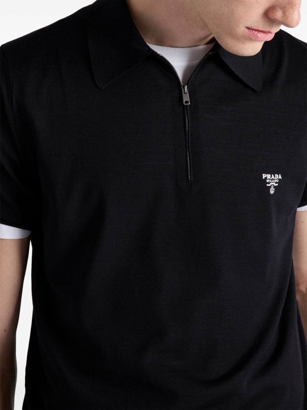 Prada Superfine Wool Polo Shirt - Black | Editorialist
