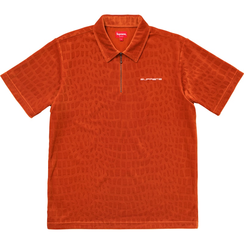 Supreme Croc Velour Zip Polo ポロシャツ Supreme Croc Velour Zip Polo Shirt - Orange | Editorialist