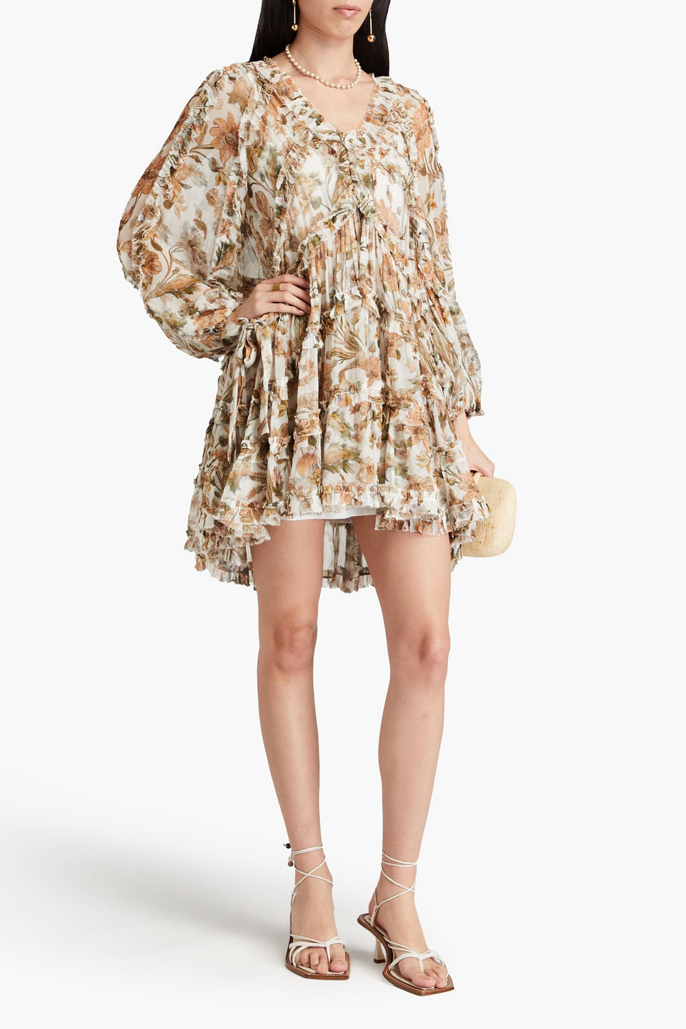 ZIMMERMANN Floral-Print Crepon Mini Dress