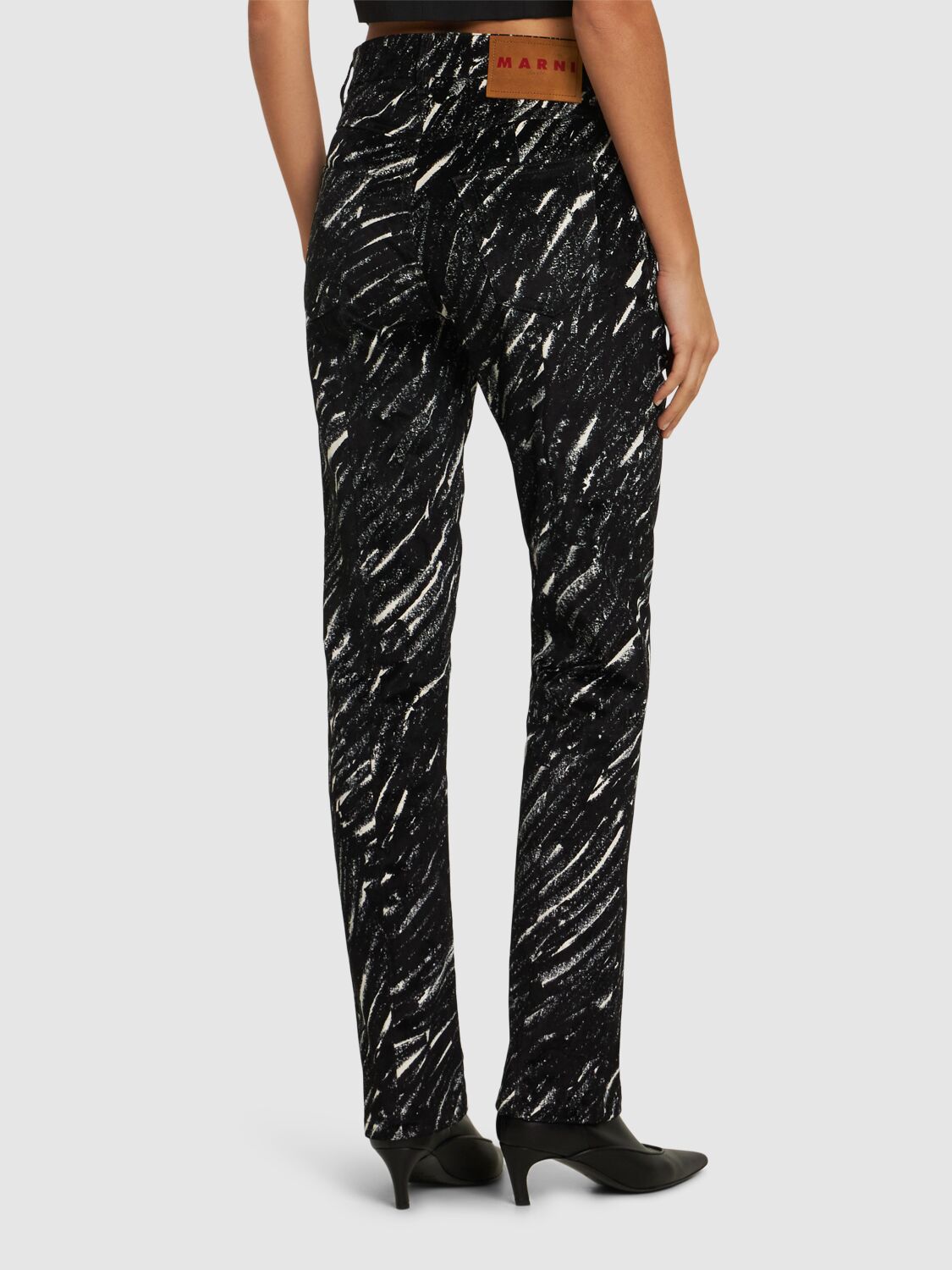Marni Crayon Flocked Straight Jeans In Black,White - 50% Off