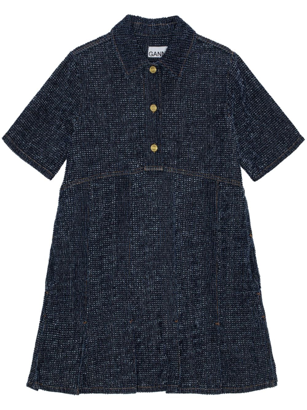 the jeannie short-sleeve denim a-line mini dress by maeve Maeve The Jeannie Short-Sleeve Denim A-Line Mini Dress by Maeve
