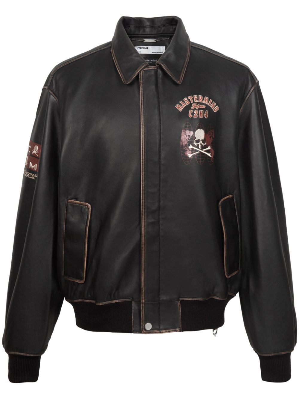 Mastermind World Leather Bomber Jacket In Black - 38% Off