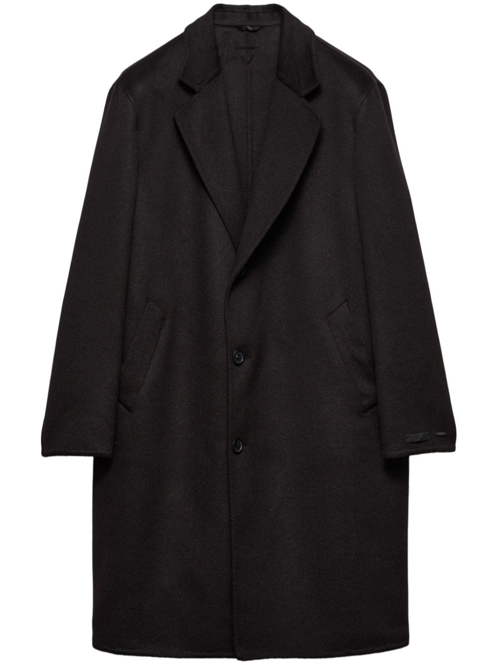 Prada Single-Breasted Wool Coat In Black | Editorialist