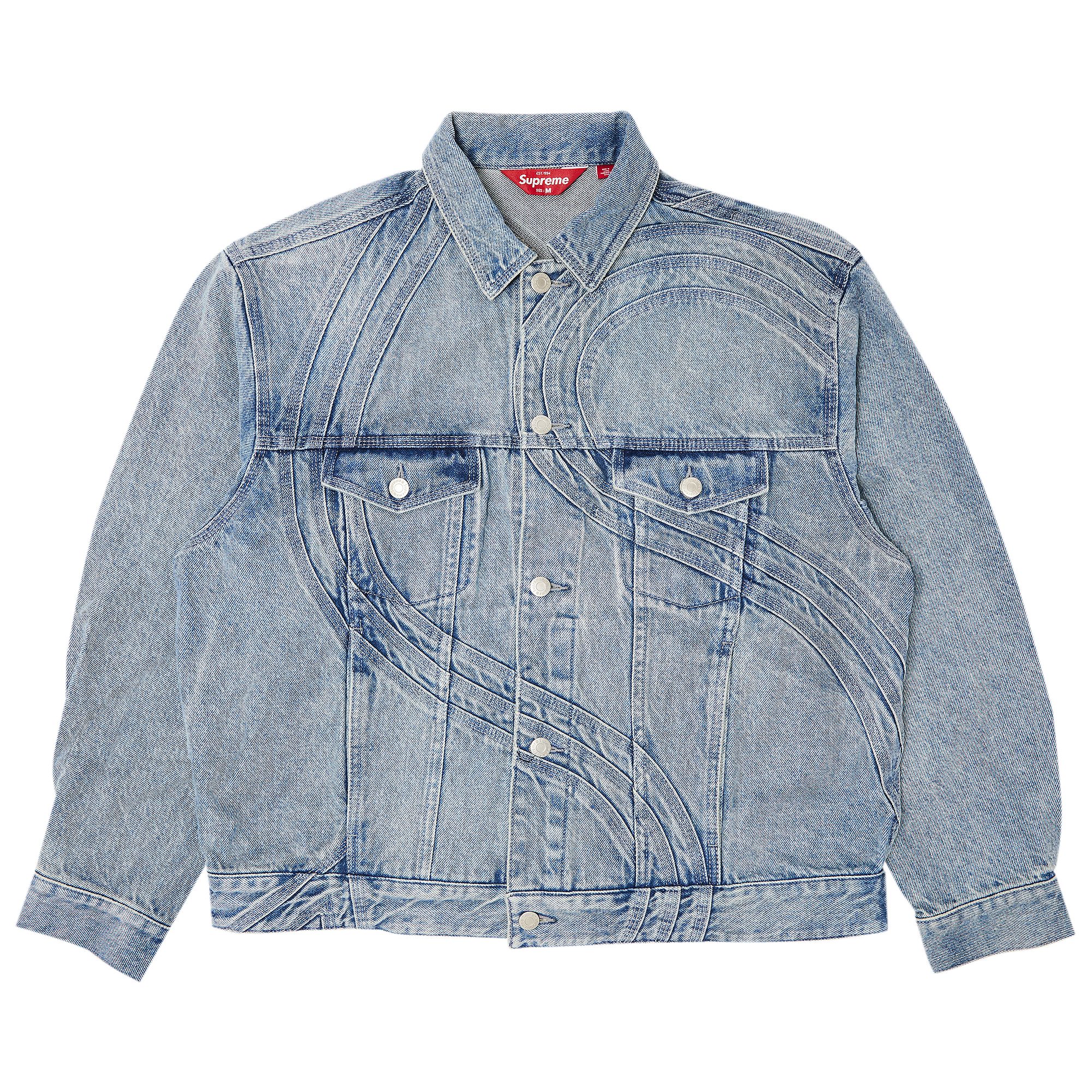 Supreme Logo Denim Trucker Jacket - Blue | Editorialist
