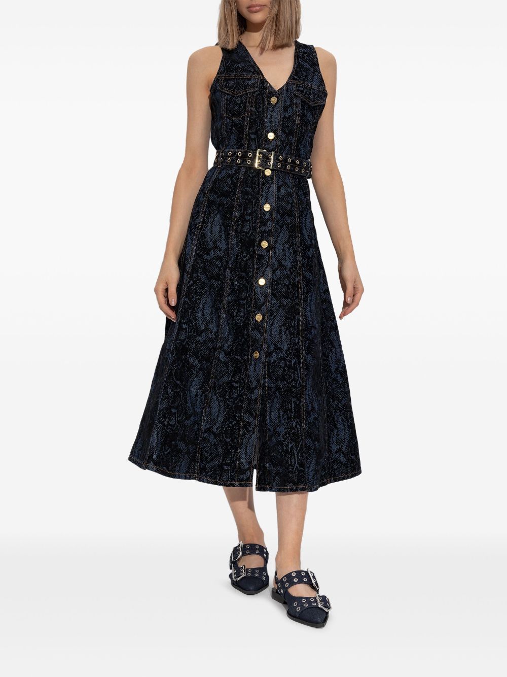 GANNI GANNI V-Neck Midi Dress