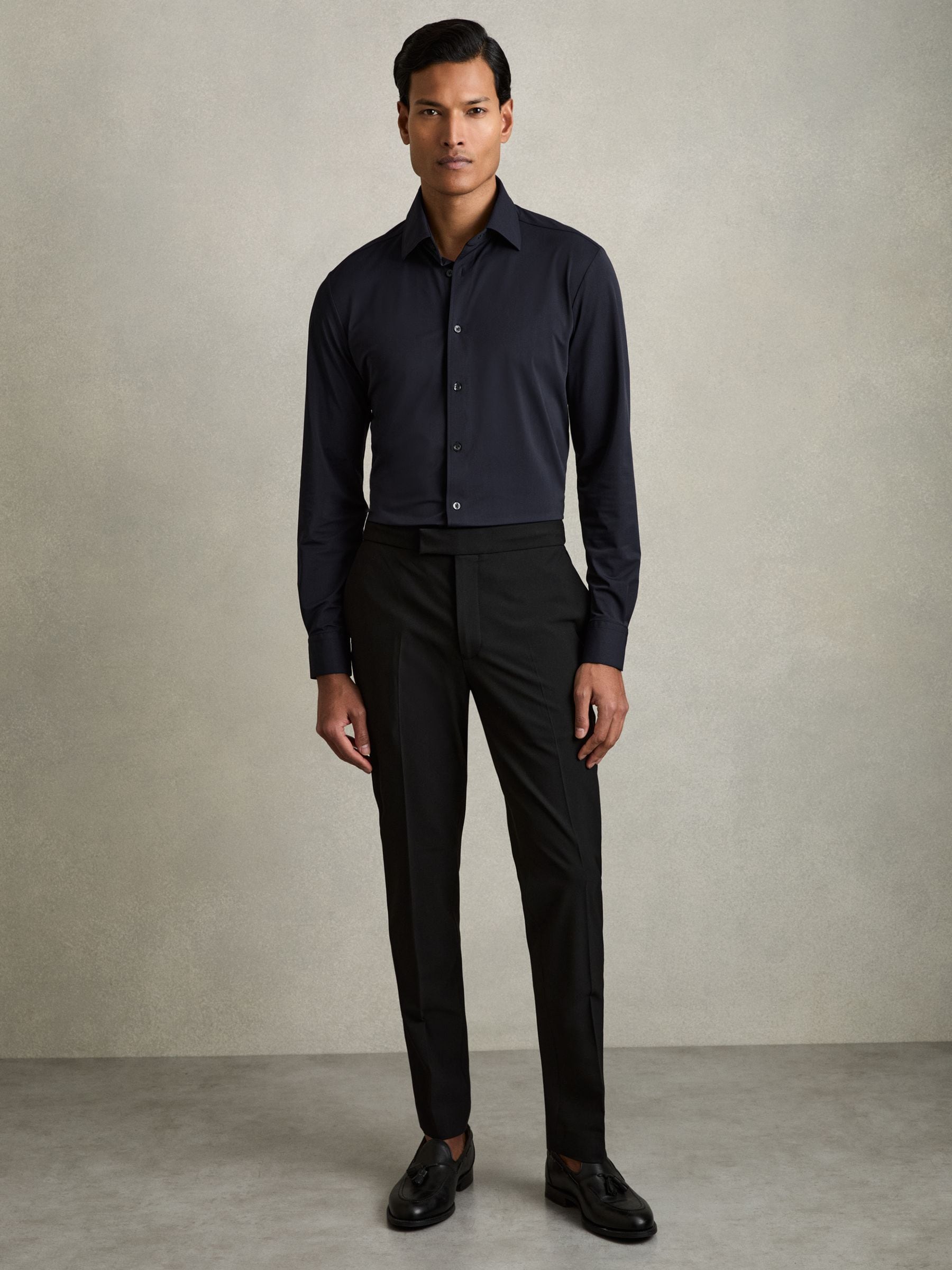 REISS voyager long-sleeve slim-fit travel shirt