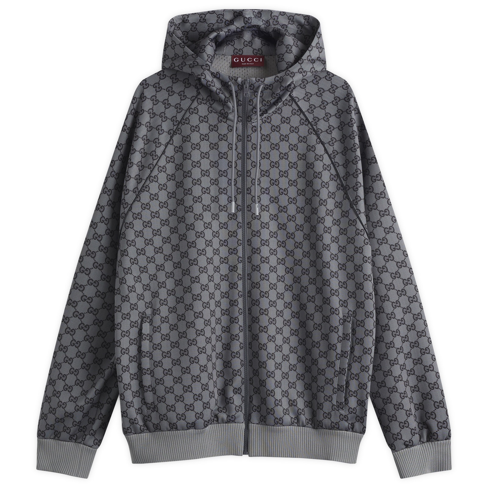 M*︎様 GUCCI Neoprene Half-Zip Webbed Jack Gucci Light Neoprene Zip Through Jacket In Grey/Black - 40% Off