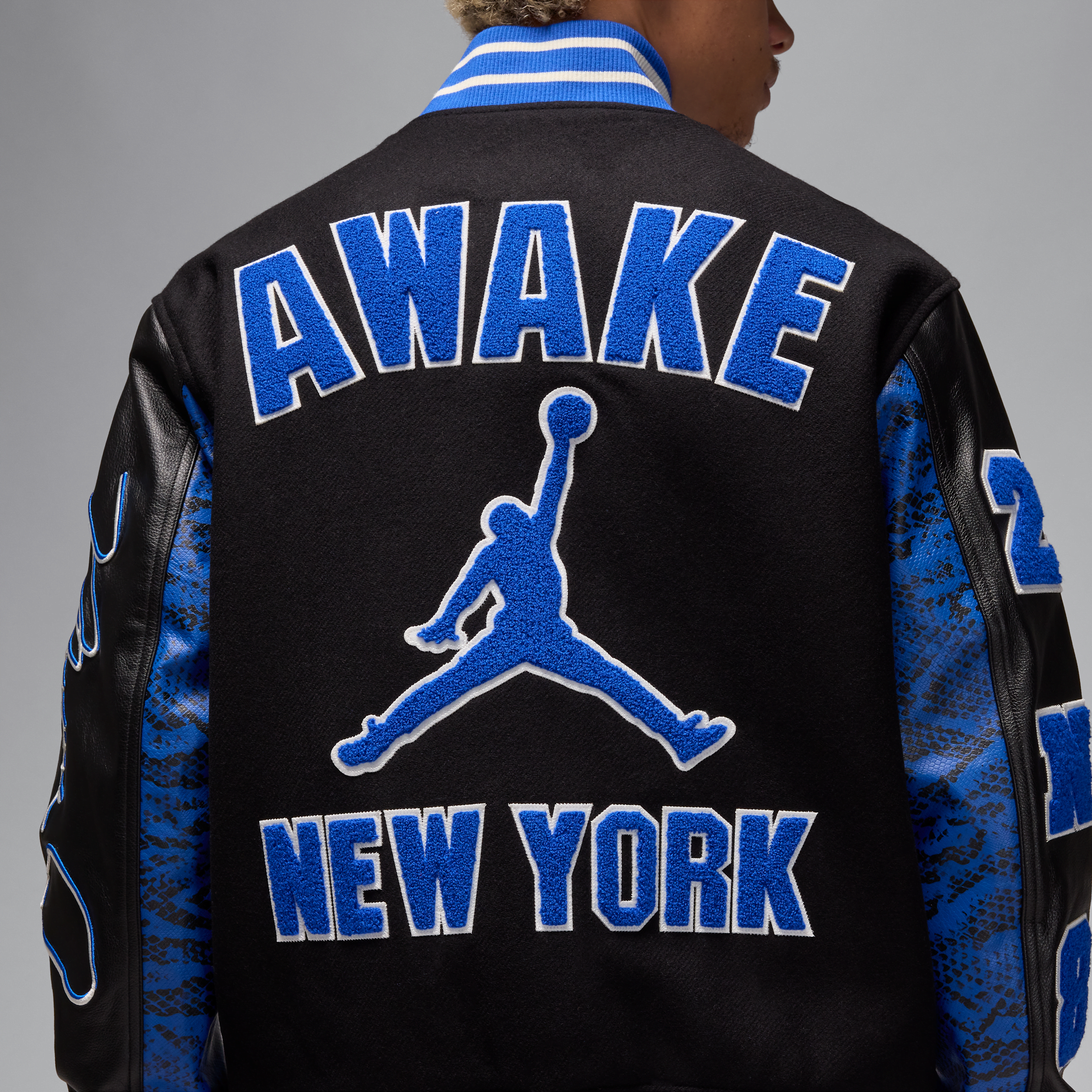 Jordan X Awake Ny Varsity Jacket Black Editorialist