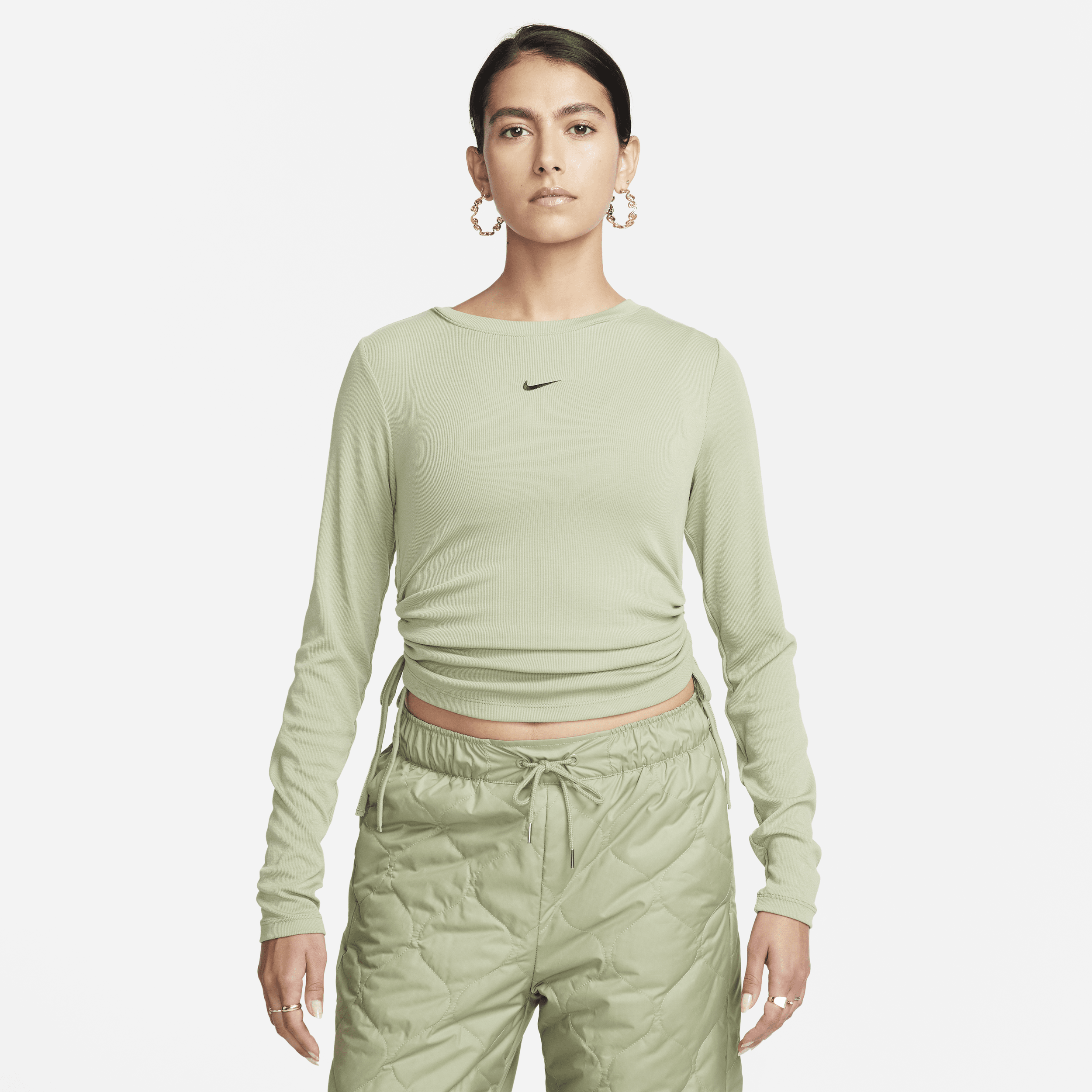 nike ribbed long sleeve crop top