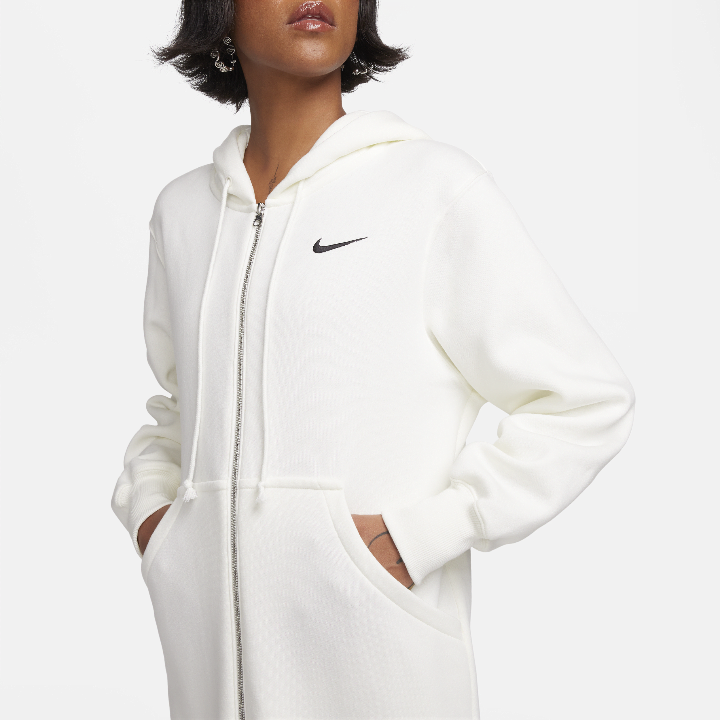 white nike hoodie zip up