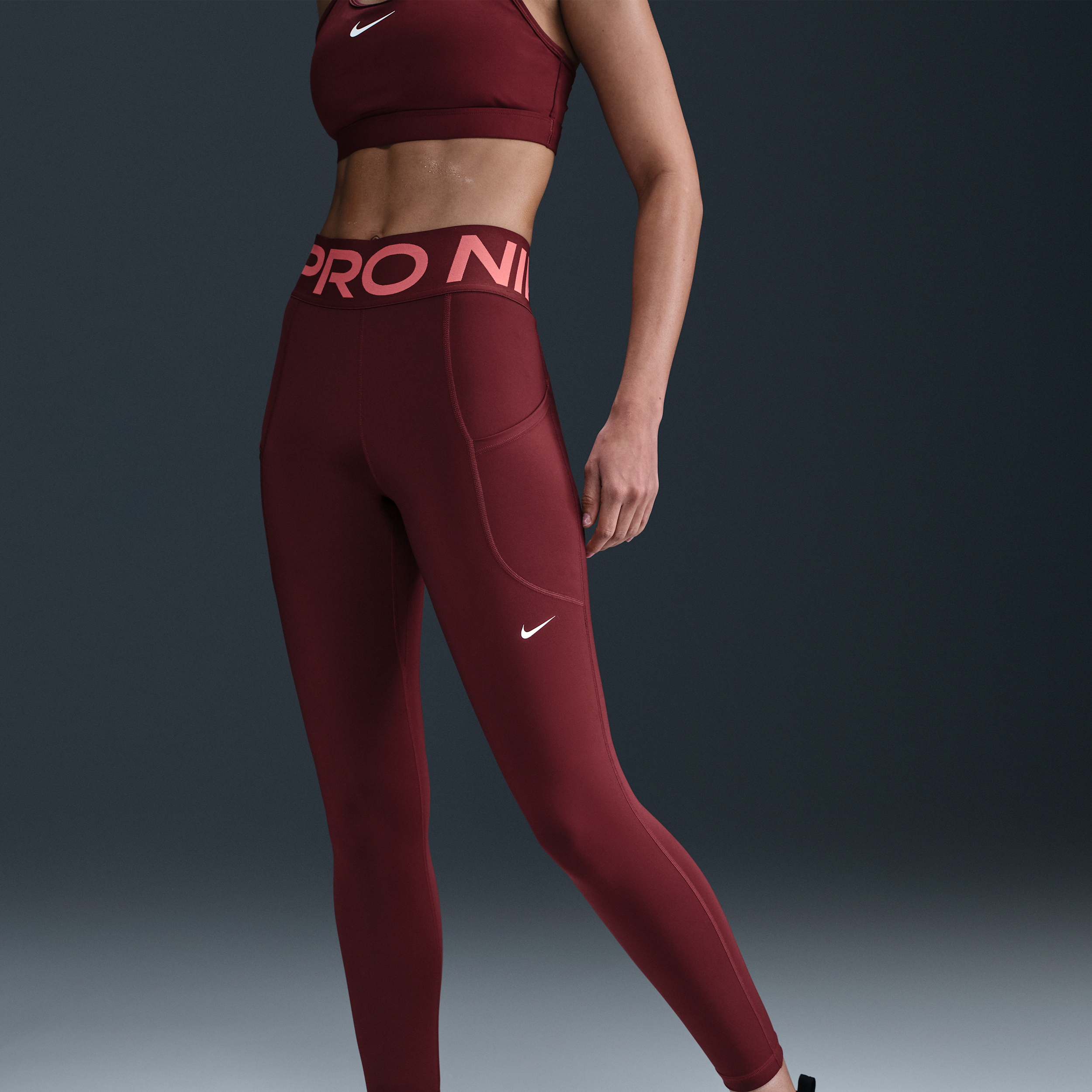 burgundy nike pro leggings