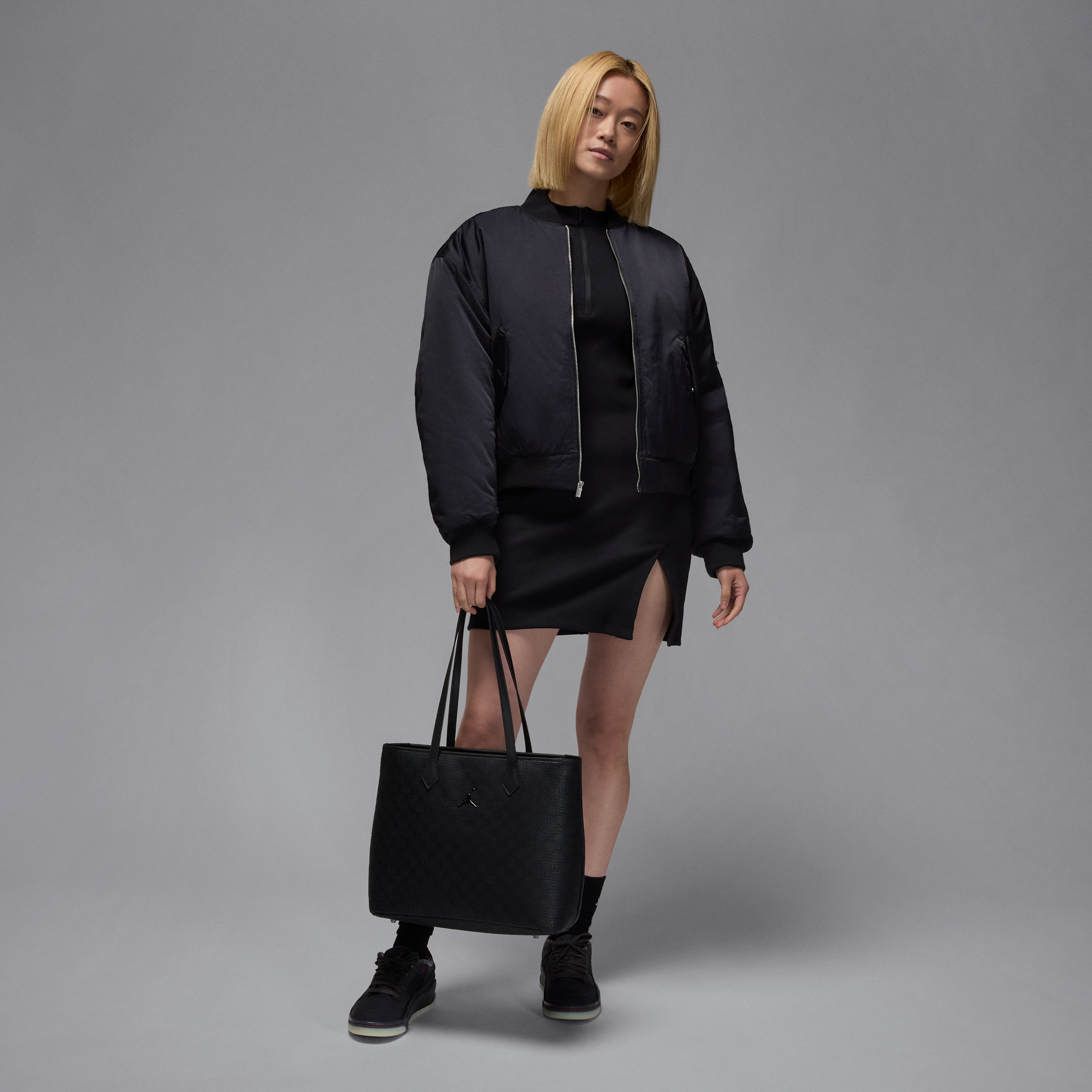 Jordan 1/2-Zip Long-Sleeve Knit Dress In Black - 29% Off | Editorialist Jordan 1/2-Zip Long-Sleeve Knit Dress In Black - 29% Off | Editorialist