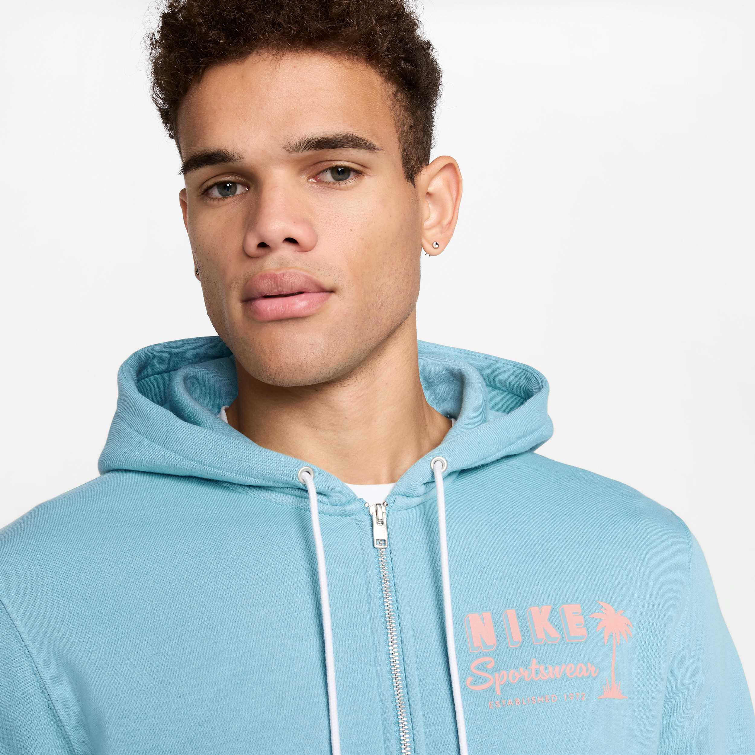 nike club fleece hoodie bleached aqua