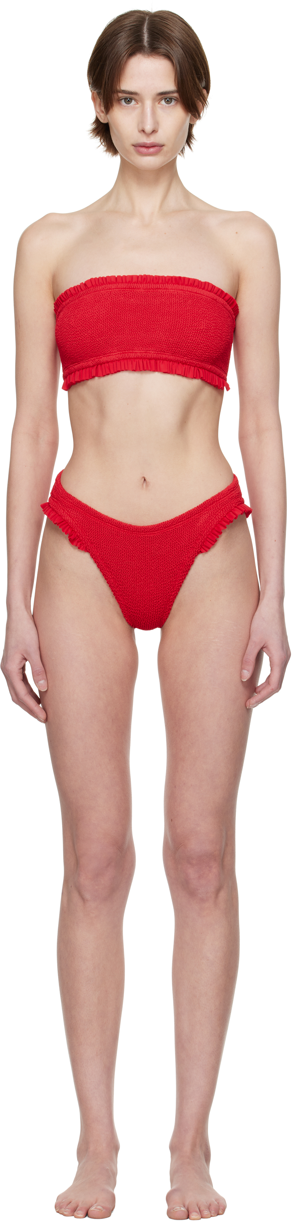 Hunza G Tracey Frill Bikini Red Editorialist