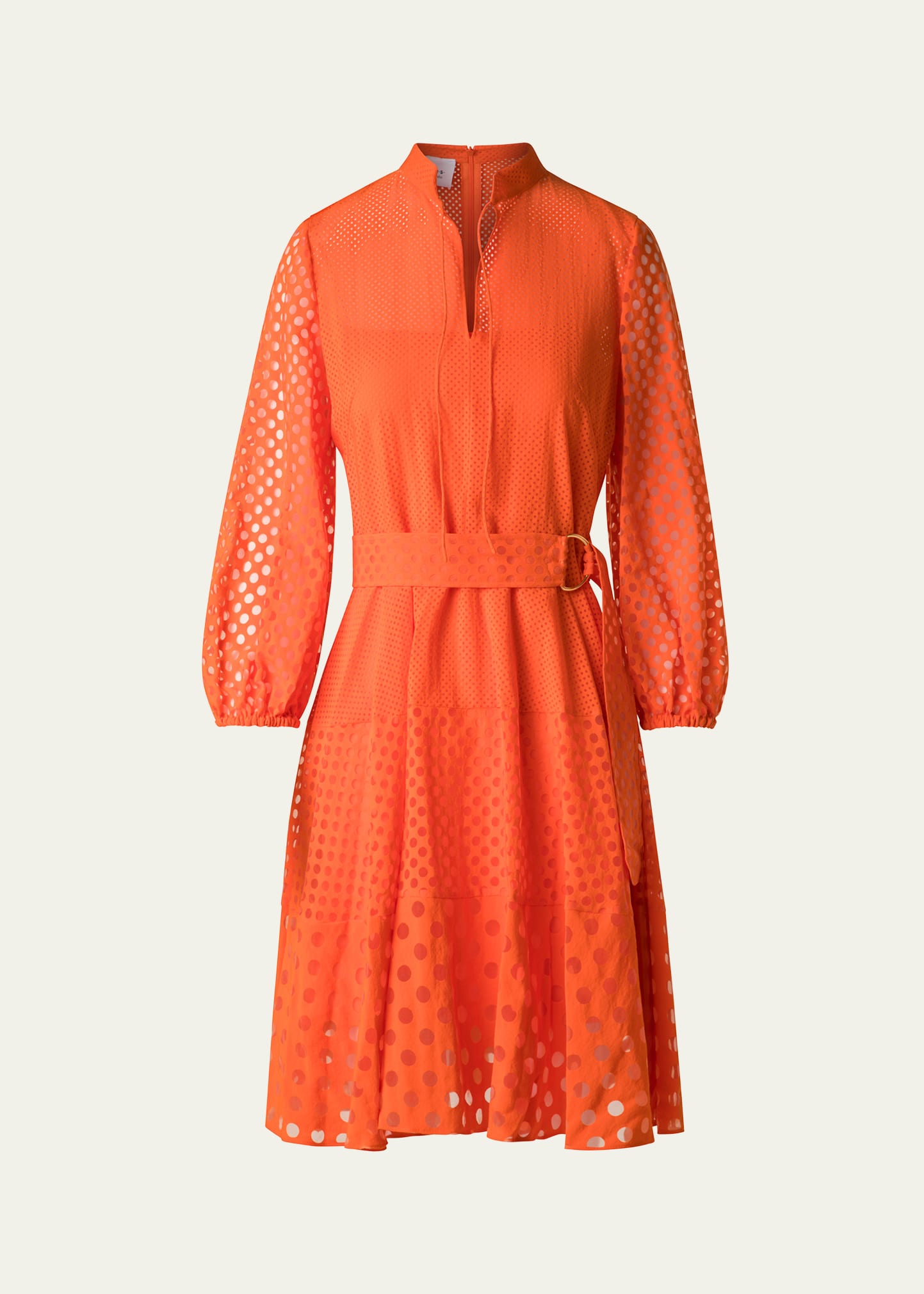Akris Polka Dot Organzino Belted Shirt Dress - Orange | Editorialist Akris Polka Dot Organzino Belted Shirt Dress - Orange | Editorialist