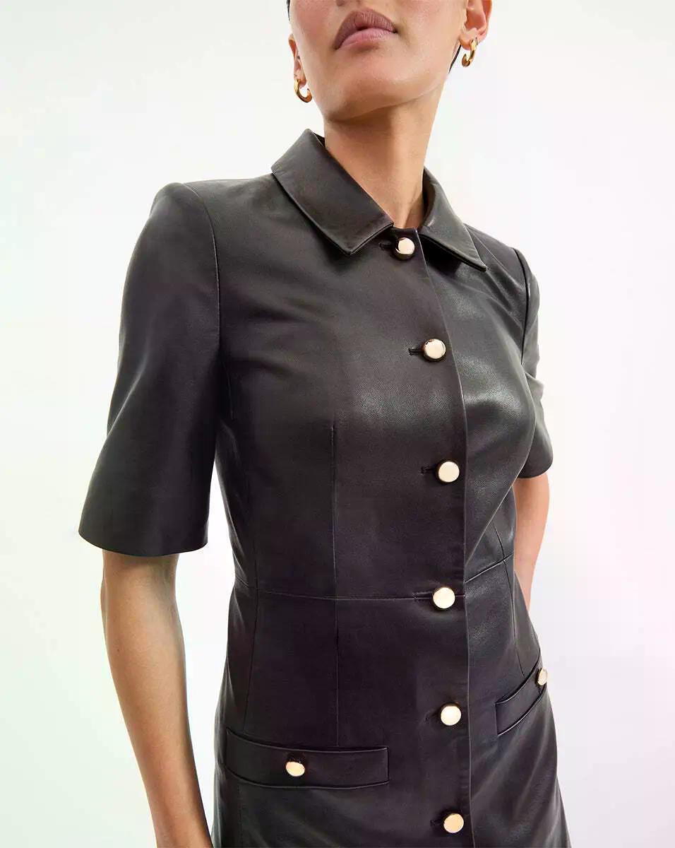 Veronica Beard Paige Leather Dress In Black - 70% Off | Editorialist