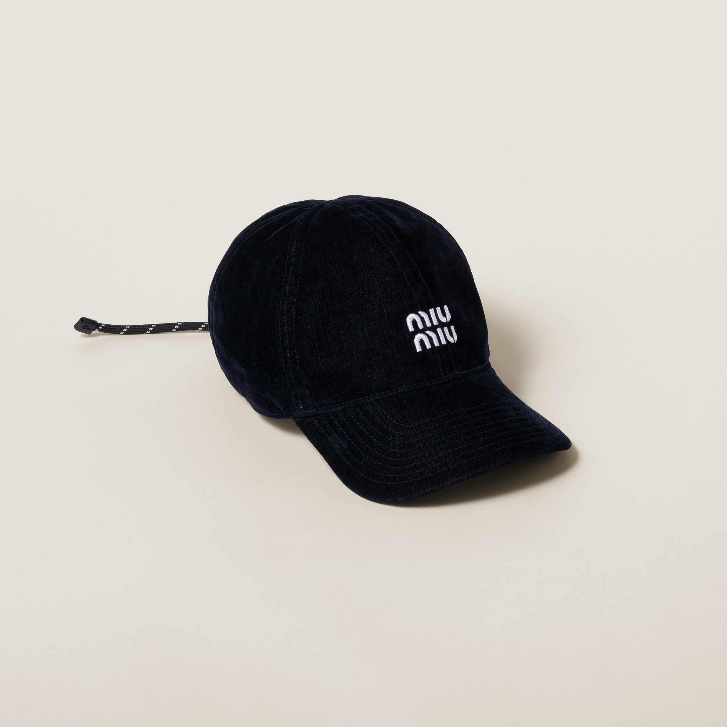 Miu Miu Velvet Baseball Cap - Blue/Black | Editorialist Miu Miu Velvet Baseball Cap - Blue/Black | Editorialist