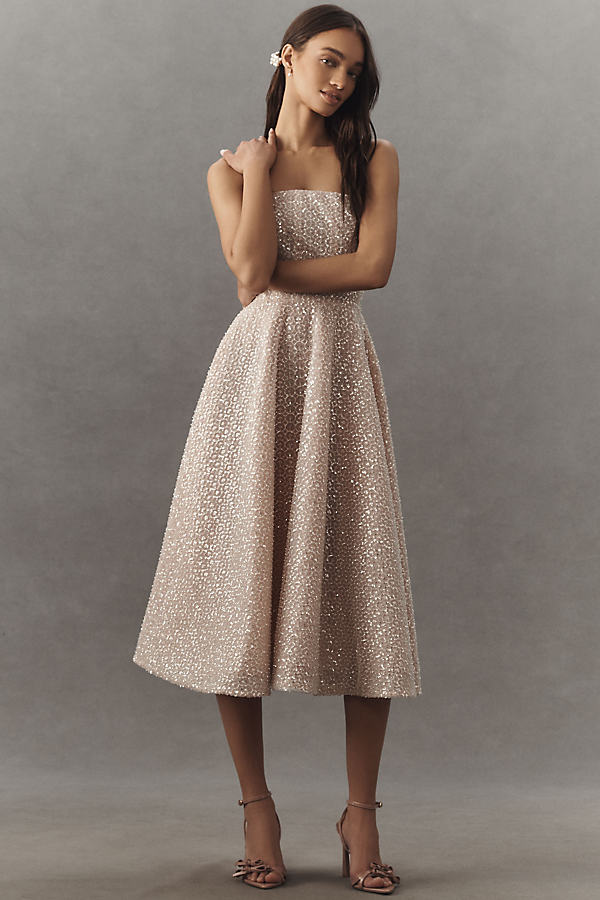 HELSI Vivi Strapless Beaded Fit & Flare Midi Dress