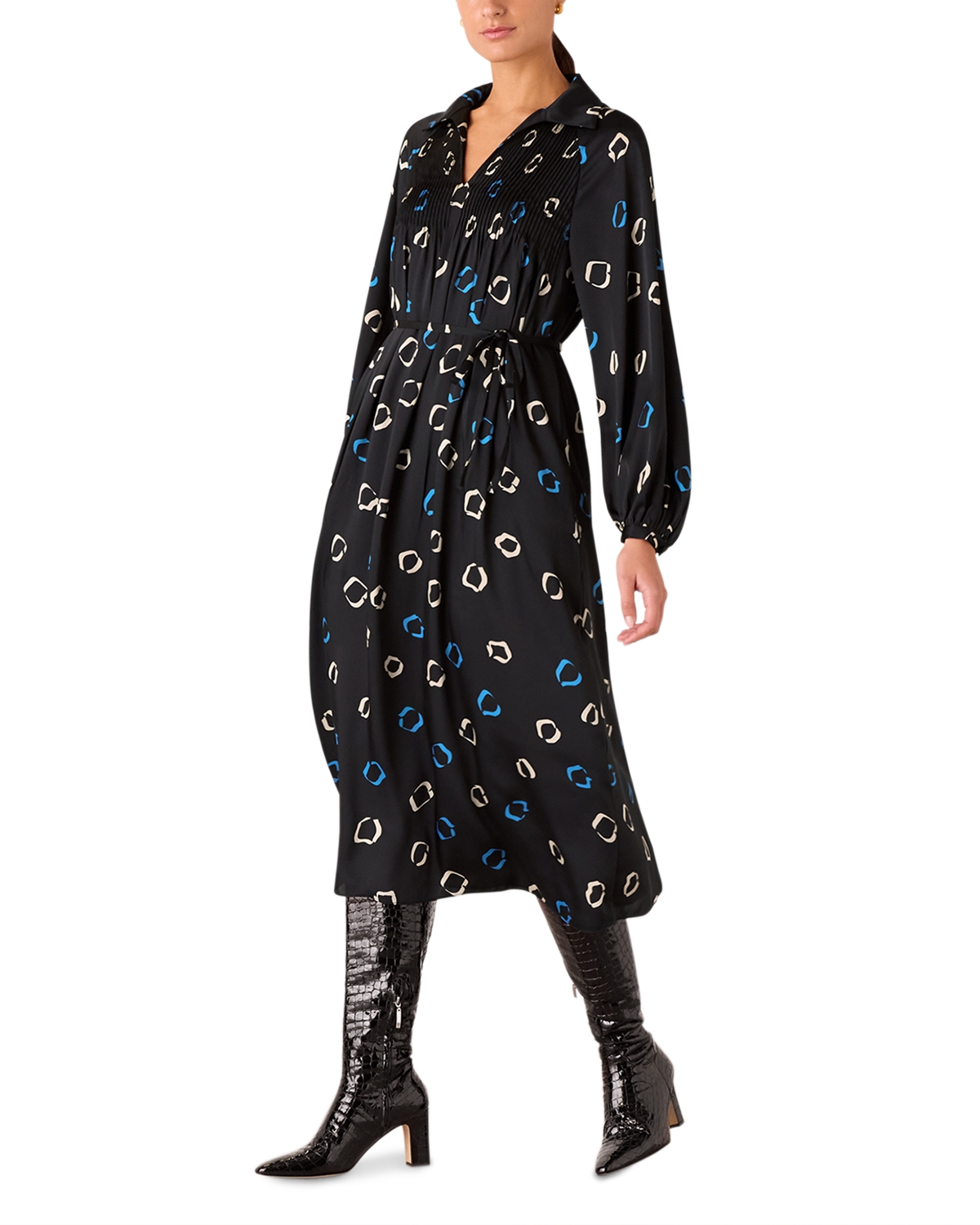 WHISTLES Scattered Hoops Midi Dress