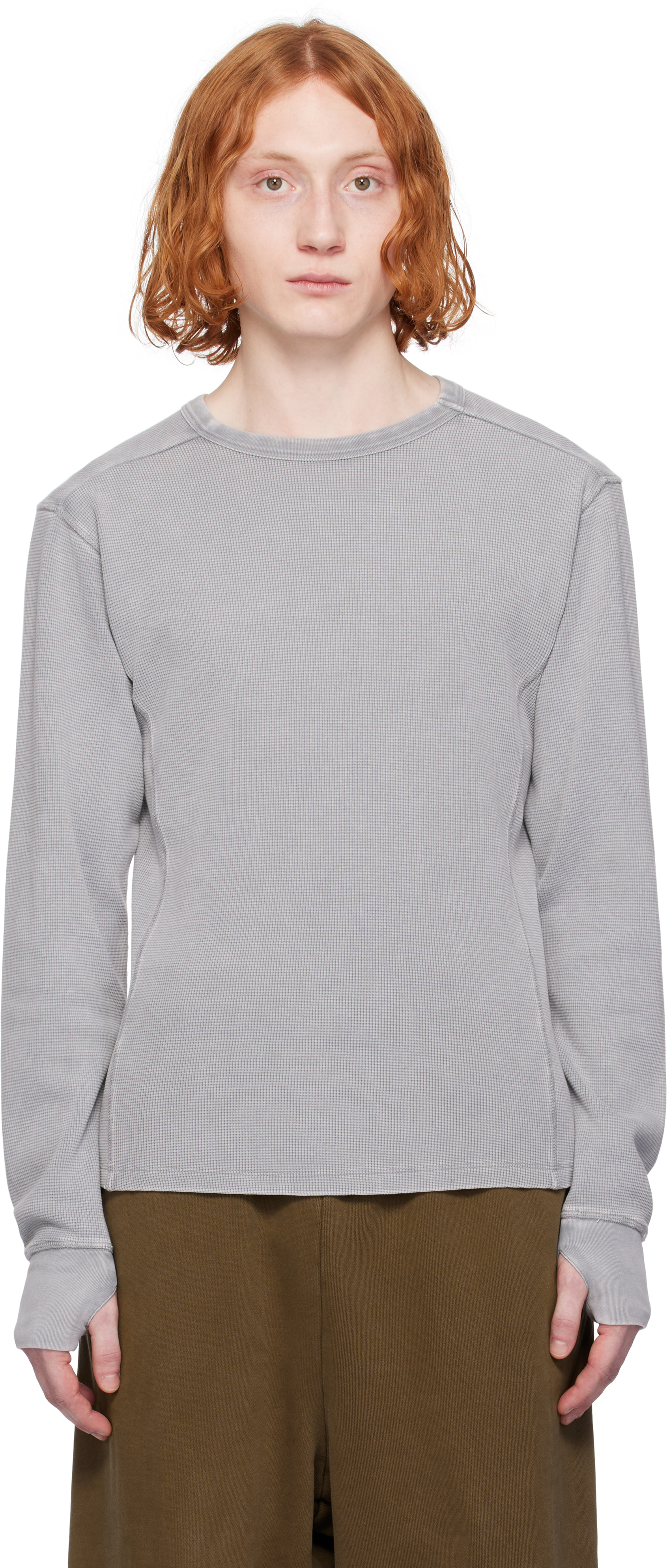 Entire Studios Gray Thermal Long Sleeve T-Shirt - Rhino | Editorialist