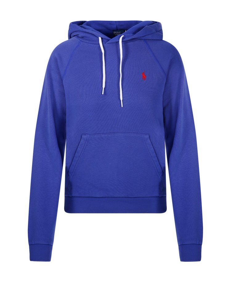 Buy Ralph Lauren Shrunken Fit Fleece Hoodie Blue At 34% Off
