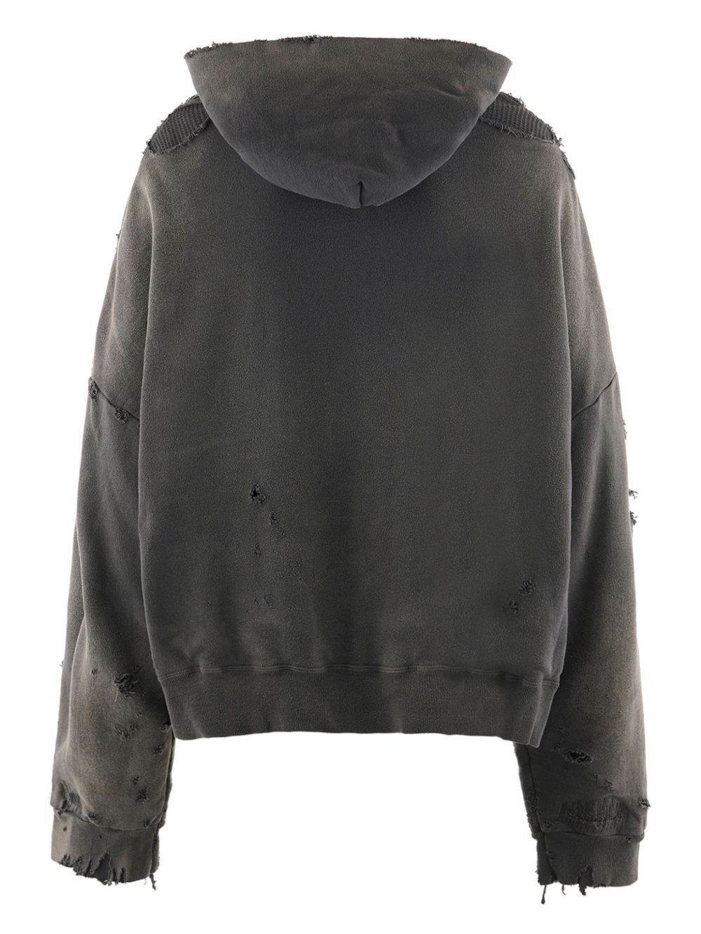 Saint Mxxxxxx Distressed Zip Hoodie - Black | Editorialist