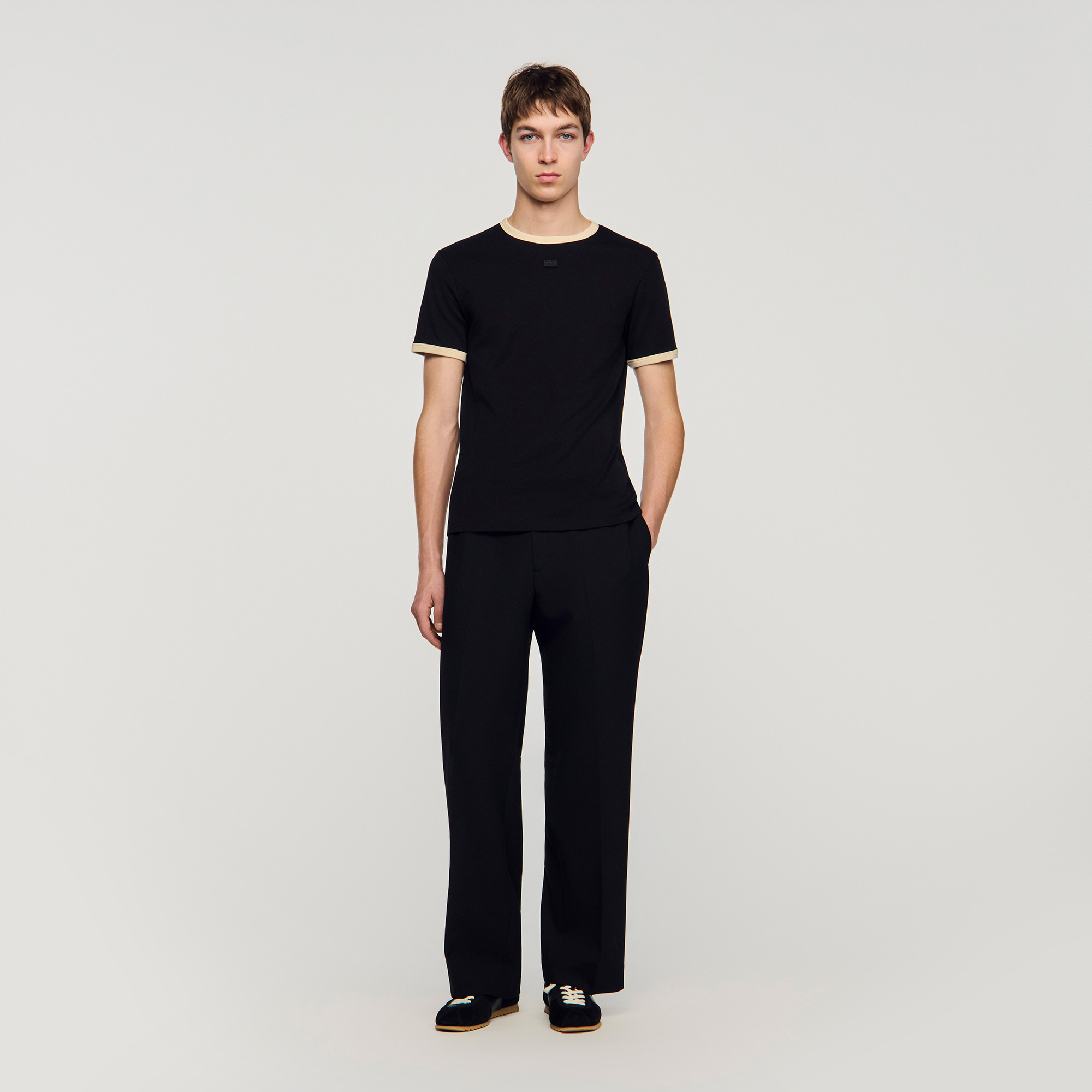 SANDRO Two-tone patch T-shirt