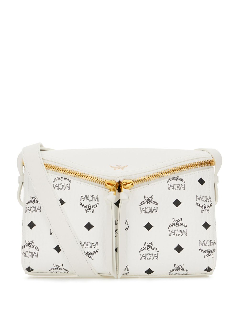 Mcm Printed Shoulder Bag - White | Editorialist