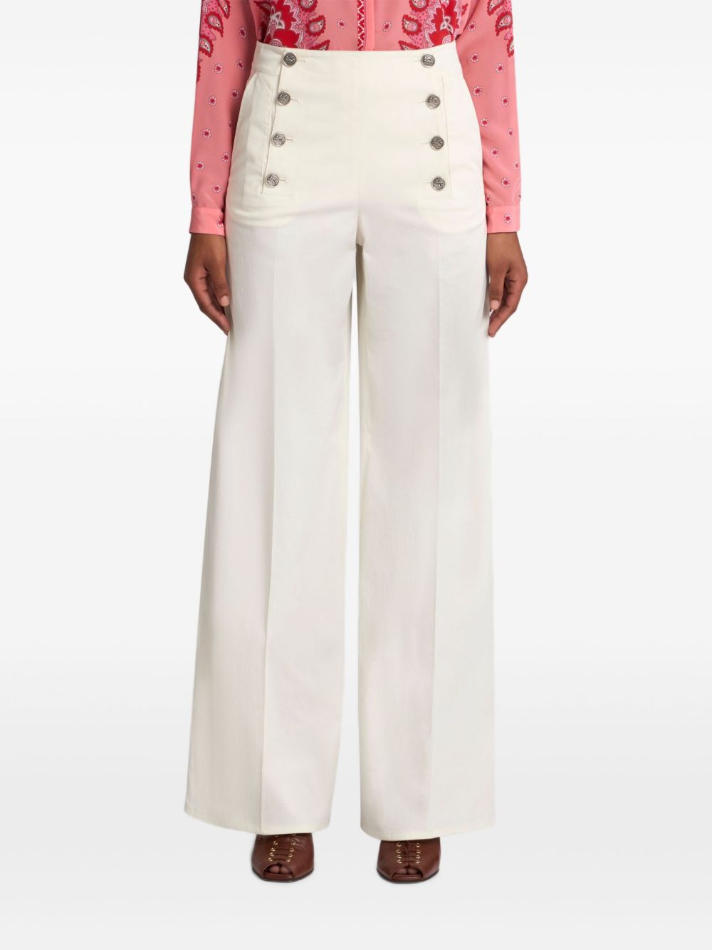 Etro Buttoned Palazzo Pants In White - 72% Off | Editorialist
