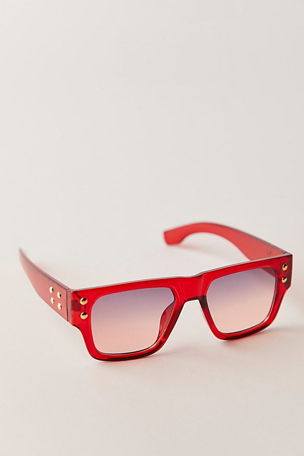 Free People Brisbane Studded Rectangle Sunglasses In Tort  display picture 1