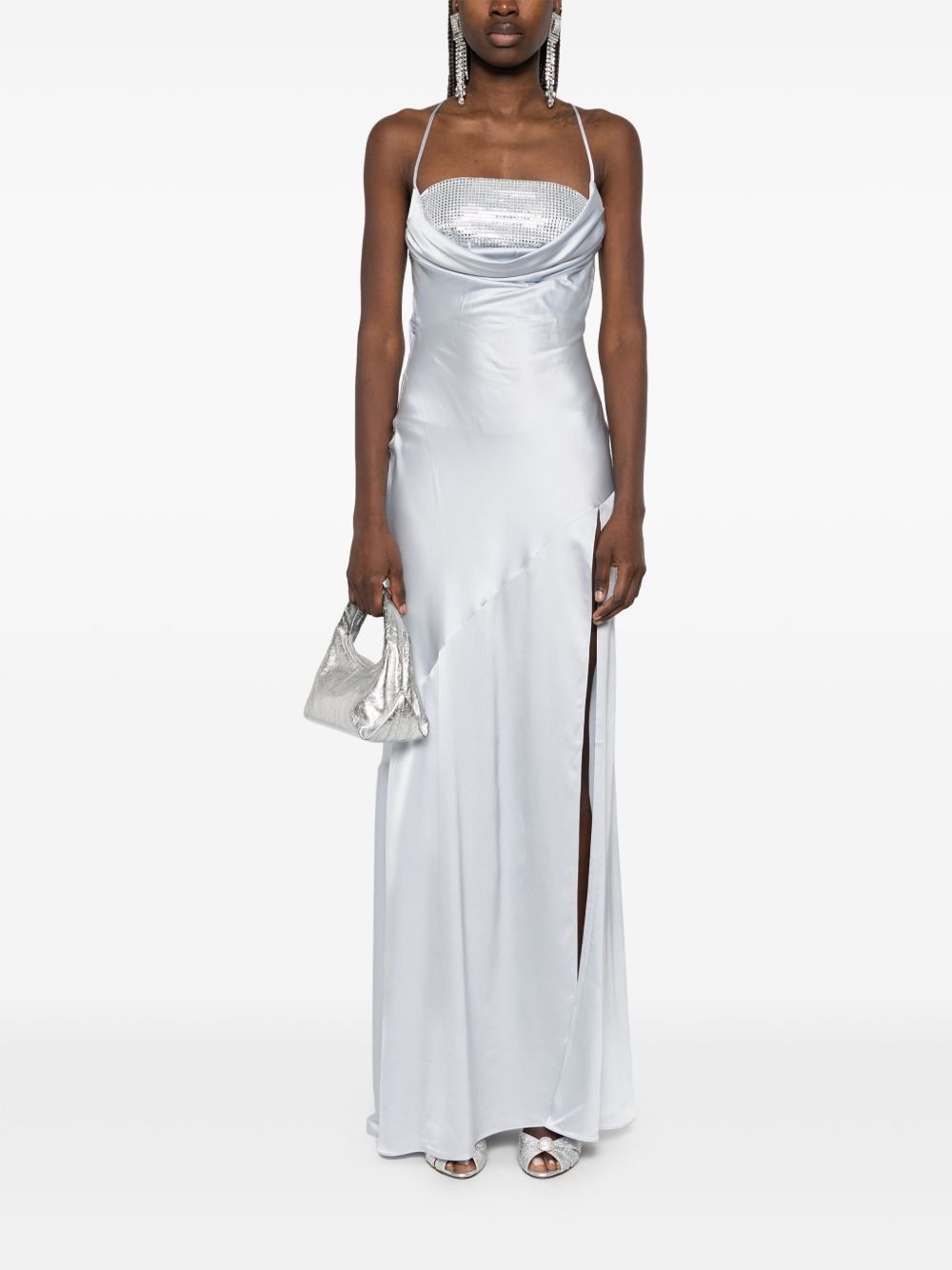 Retrofete Everly Halter Lace-Trim Satin Maxi Dress - Glace Pistachio |  Editorialist