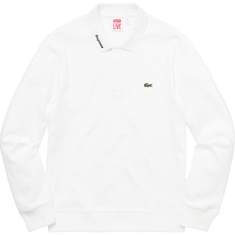 Supreme Lacoste Long Sleeve Jersey Polo Shirt - White | Editorialist