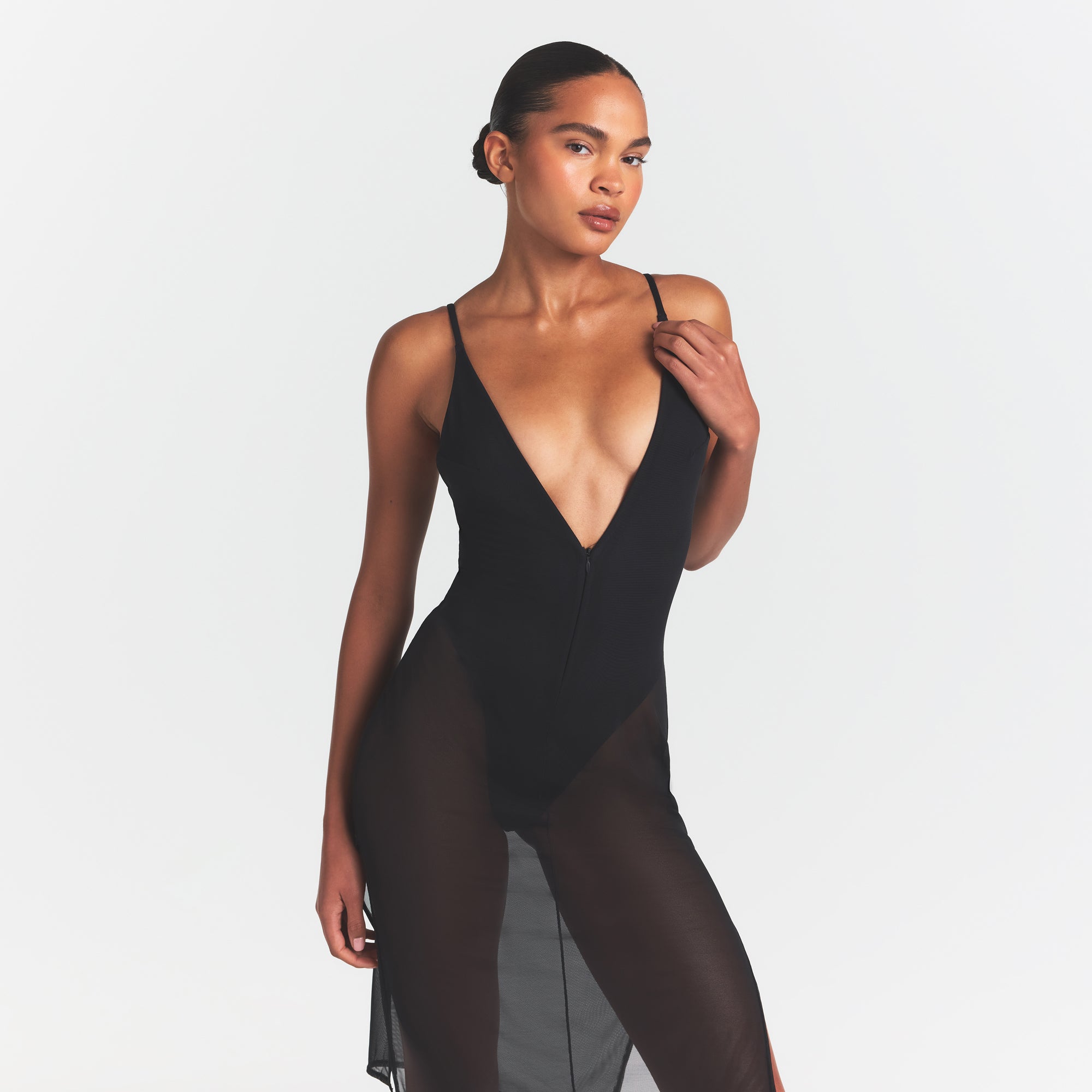 black mesh dress with bodysuit AKIRA Spider Girl Mesh Bodysuit | Black