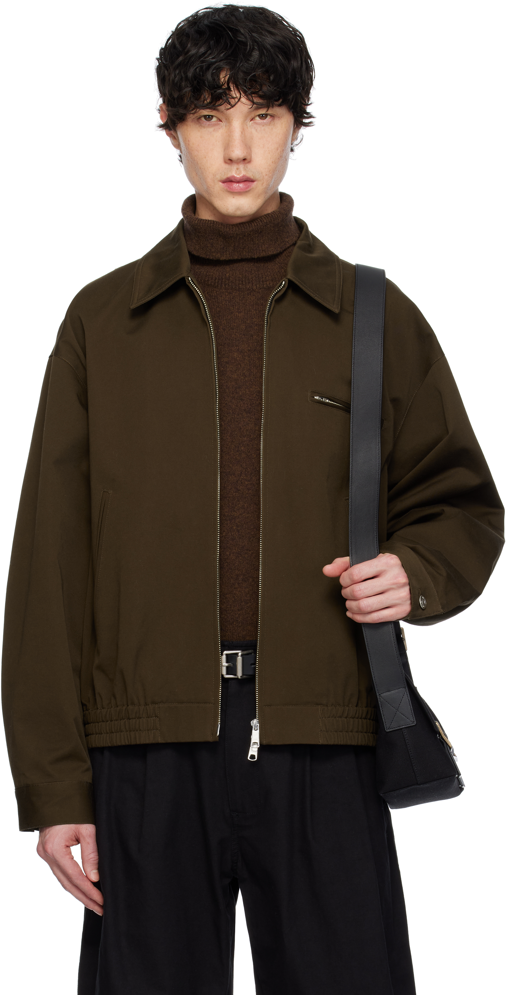 【AFTER PRAY】High-Neck Wool Blouson Brown After Pray Richard Drizzler Jacket In Brown - 10% Off | Editorialist