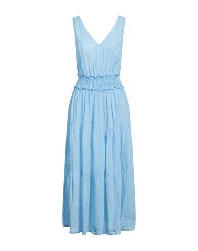 Reformation Gitane Shirred Floral-Print Linen Midi Dress - Blue |  Editorialist