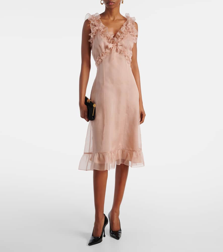ALESSANDRA RICH Alessandra Rich Ruffled Silk Organza Slip Dress