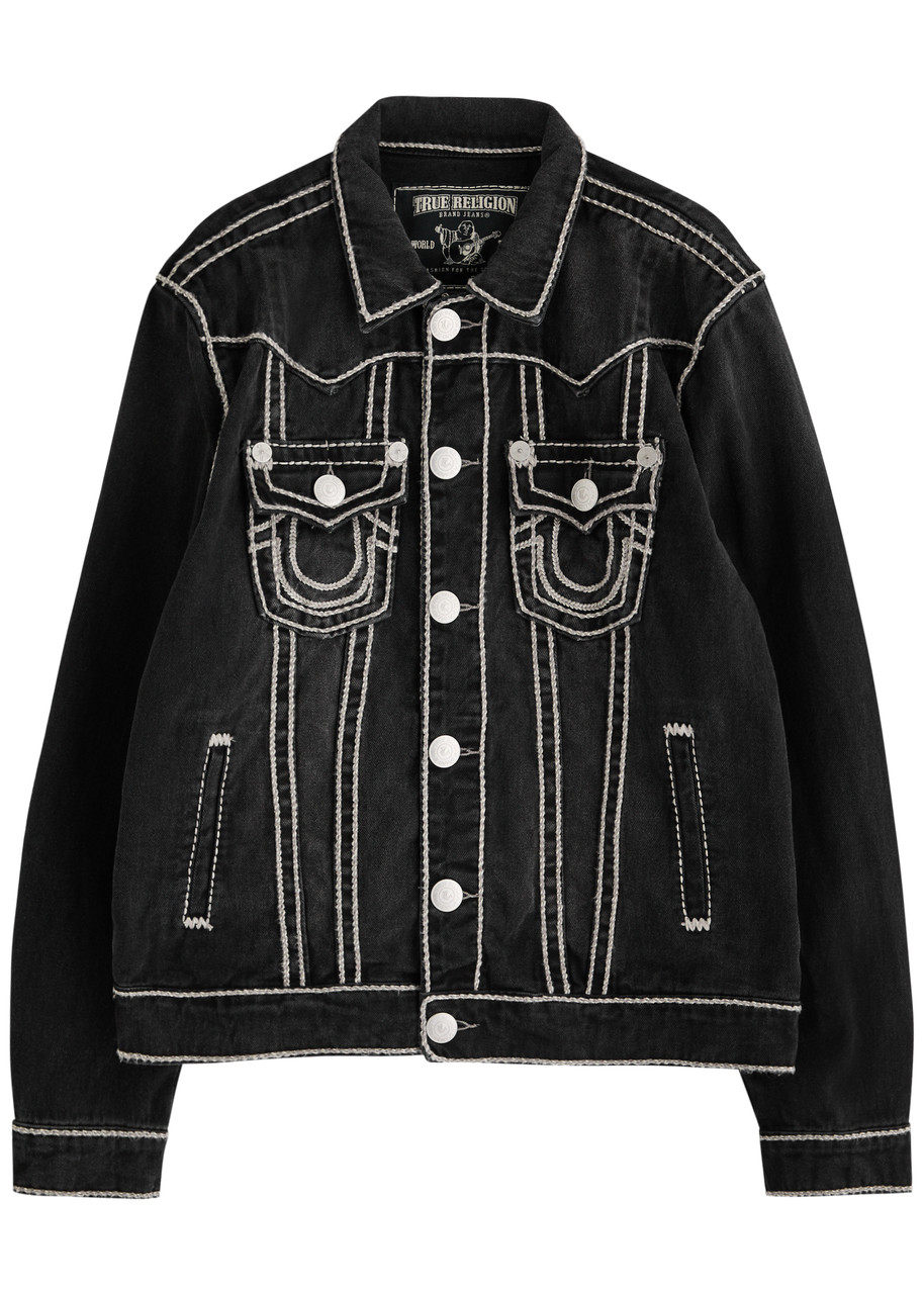 True Religion Panelled Denim Jacket Black Editorialist