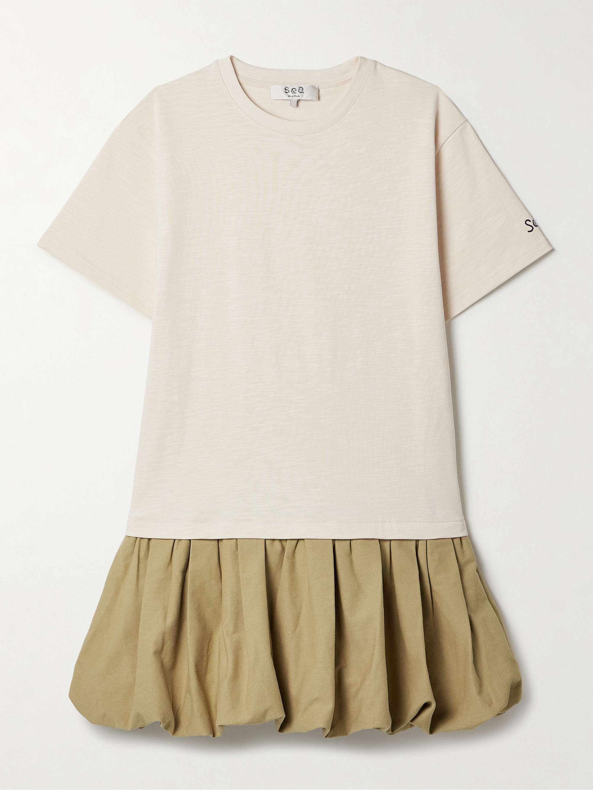 Sea Carolina Cotton-Jersey And Cotton-Canvas Mini Dress - Neutrals |  Editorialist