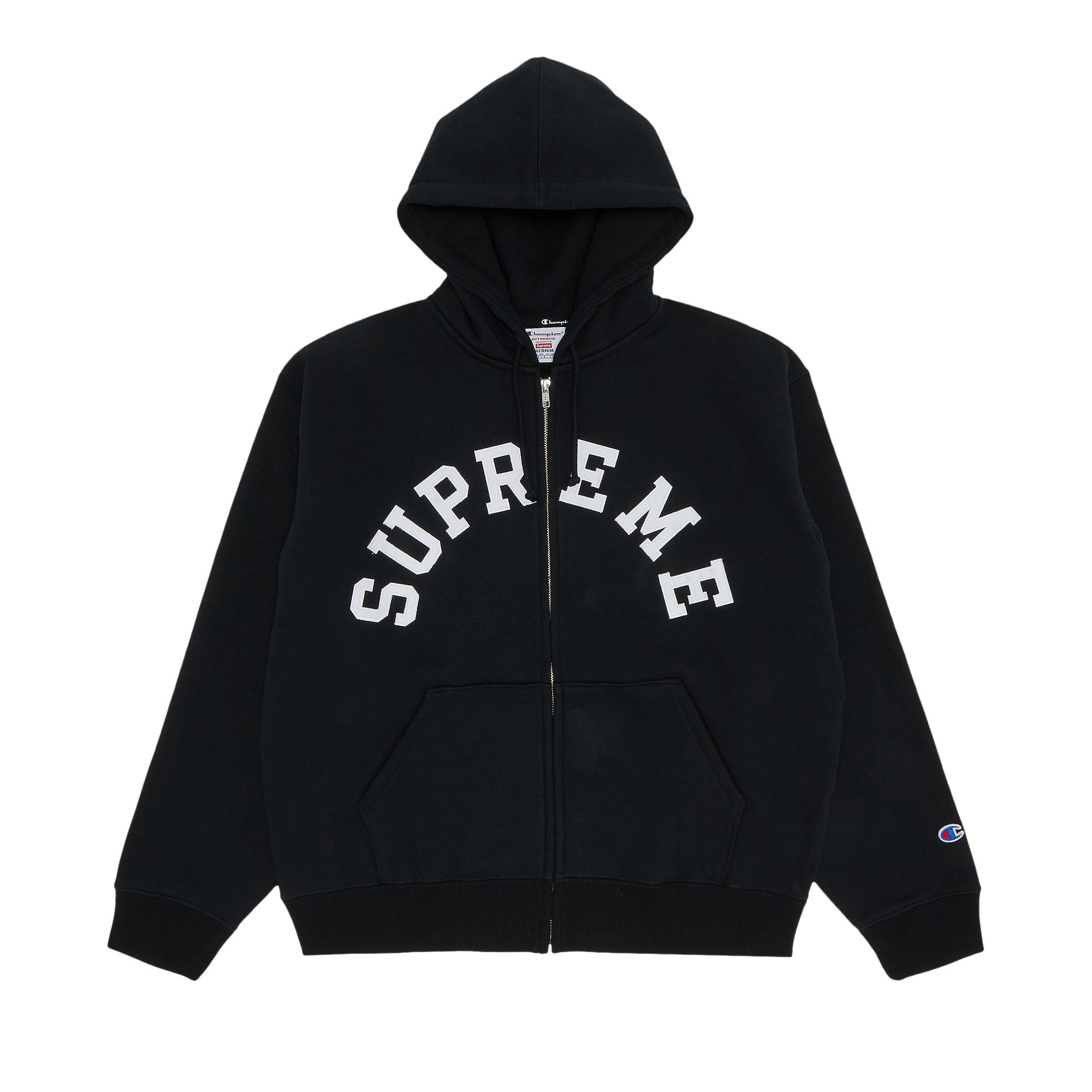 Supreme X Champion Zip Up Hooded Sweatshirt 'Navy - Blue