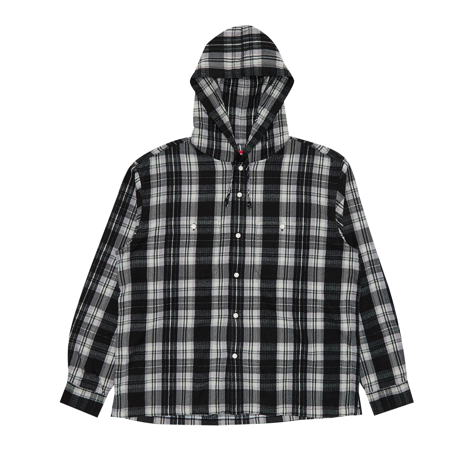 Supreme Printed Hooded Flannel Shirt - Black | Editorialist