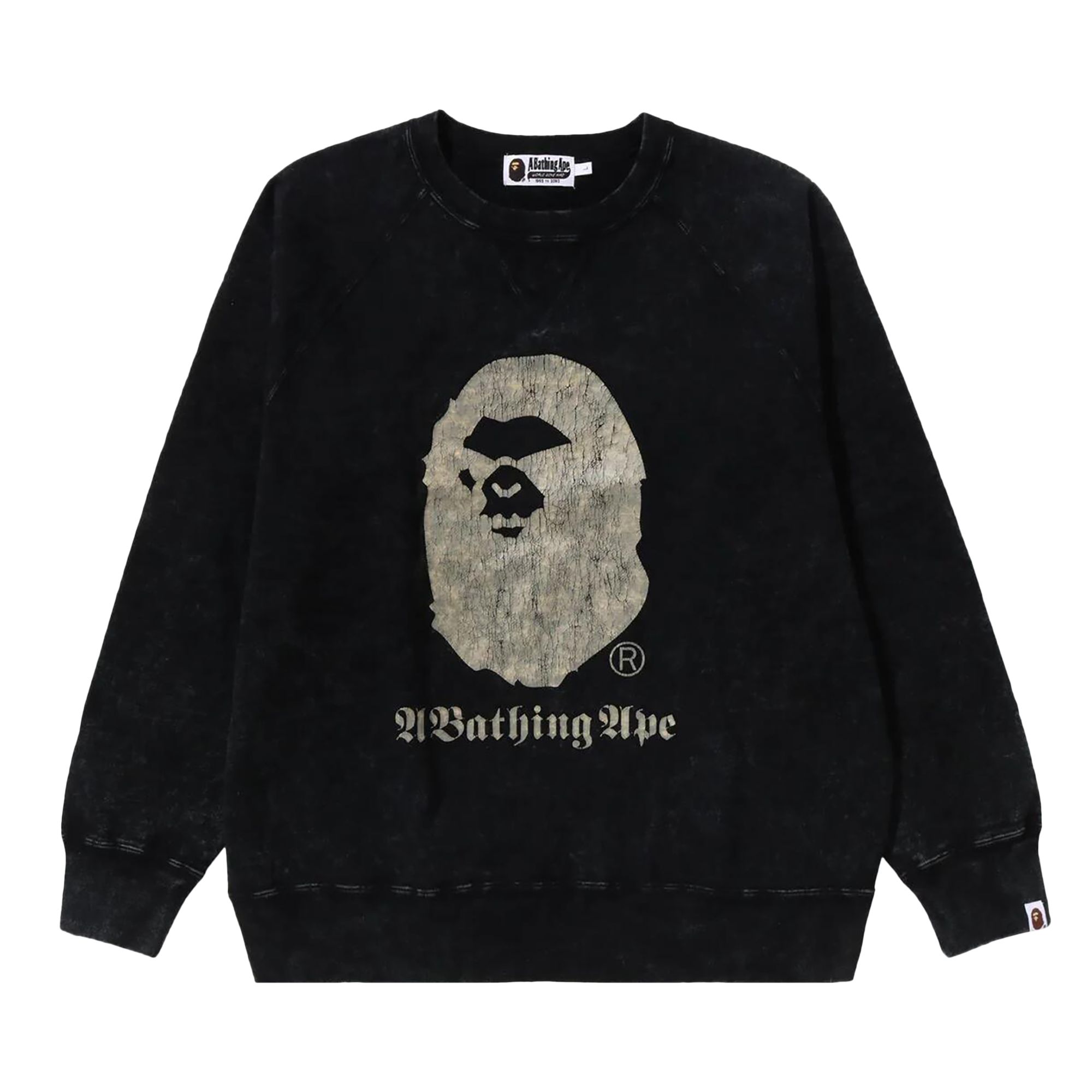 Bape A Bathing Ape Overdye Relaxed Fit Crewneck - Black | Editorialist